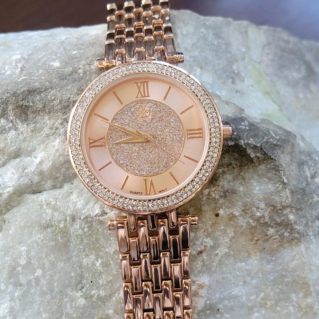 Vintage Watches Daisy Fuentes Rose Gold Quartz Watch Glitter Dial ...