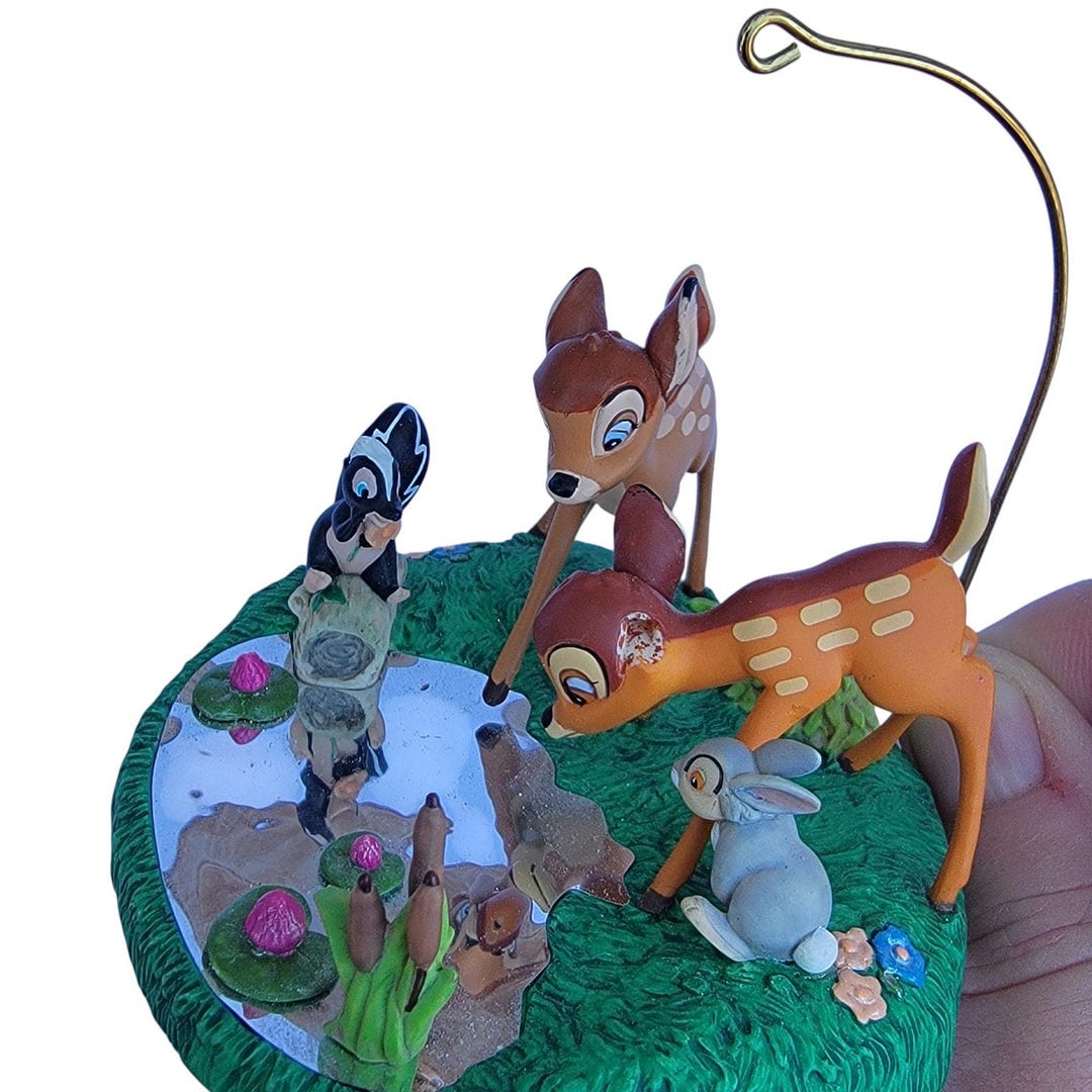 Vintage Disney Bambi Ornament Mirror Pond Scene With Thumper & Flower ...