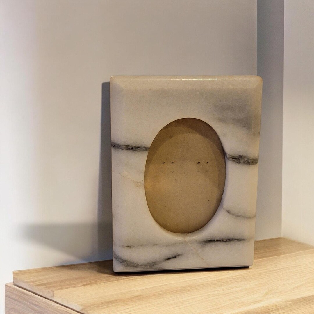 Vintage Marble Photo Frame Oval 4x3 Stone 1980s Mid Century Decor - Etsy