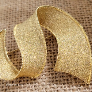 Golden Ribbon Brooch for Women Gold Jewelry Pin Vintage - Etsy