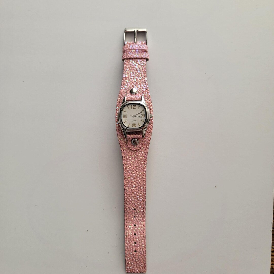 Vintage Watches Pink Glitter Strap Quartz Watch Iridescent Y2K ...