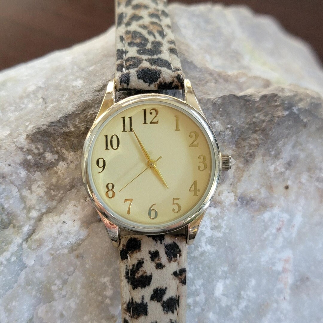 Vintage Watches Leopard Print Watch Gold Case Cream Dial Animal Pattern ...