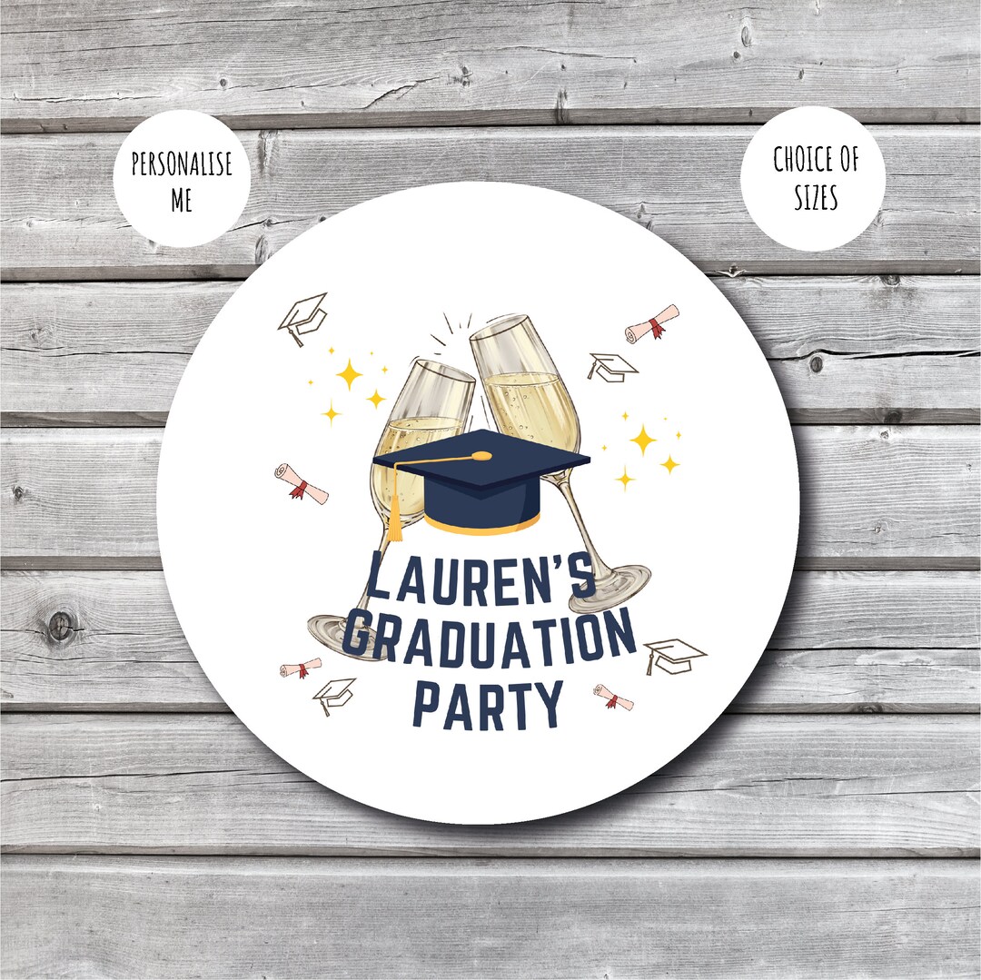 Graduation Party Stickers Personalised, Custom Grad Stickers, Party ...