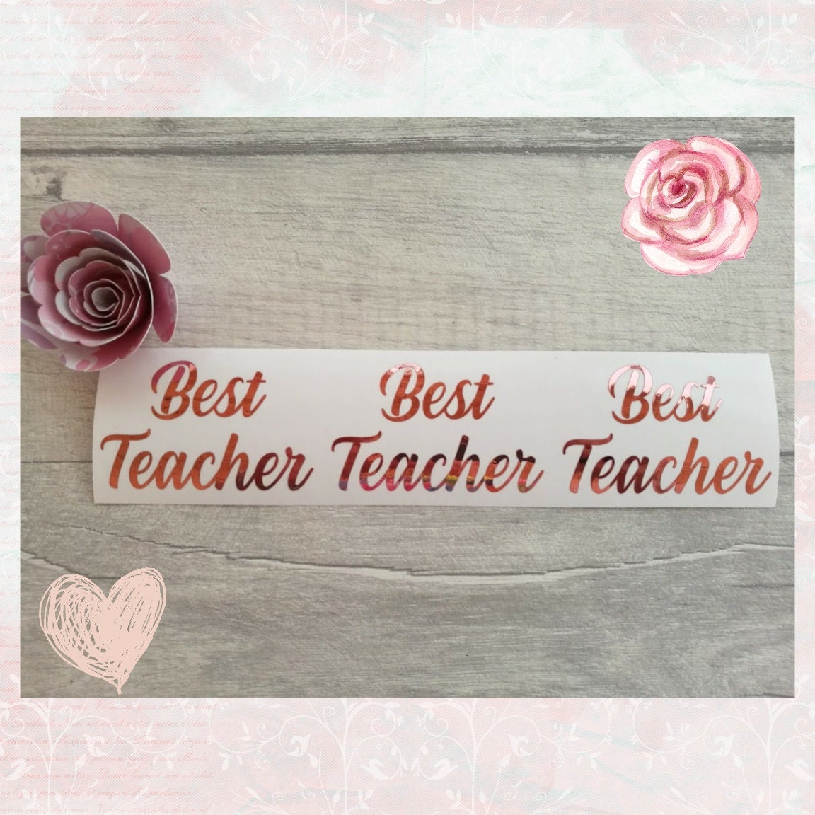 3 Rose Gold Best Teacher Vinyl Decal Stickers DIY End of Term - Etsy UK