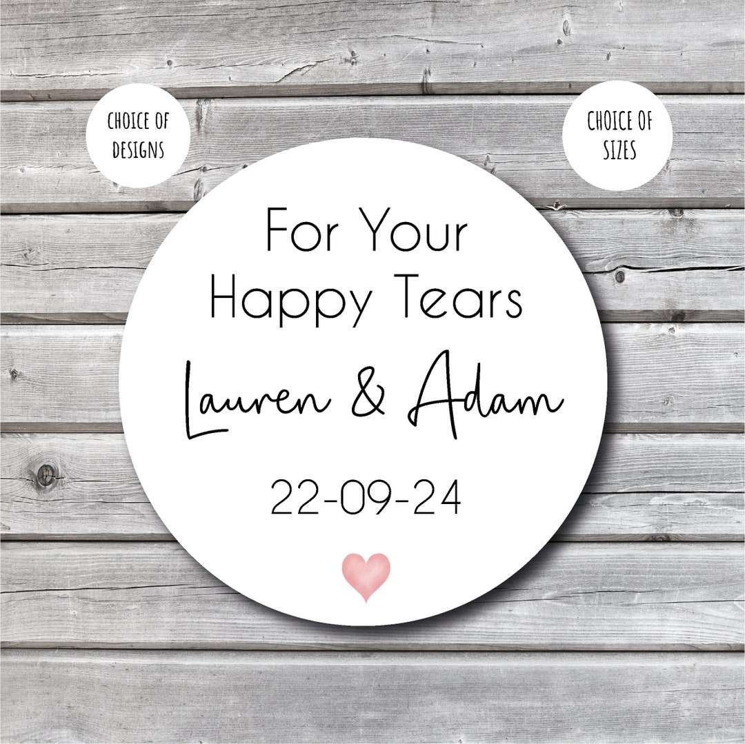 For Your Happy Tears Personalised Wedding Labels | Modern Wedding ...