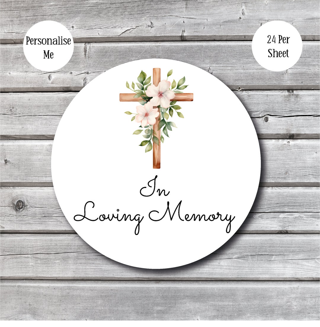 In Loving Memory Stickers Floral Cross in Loving Memory Seed Stickers ...