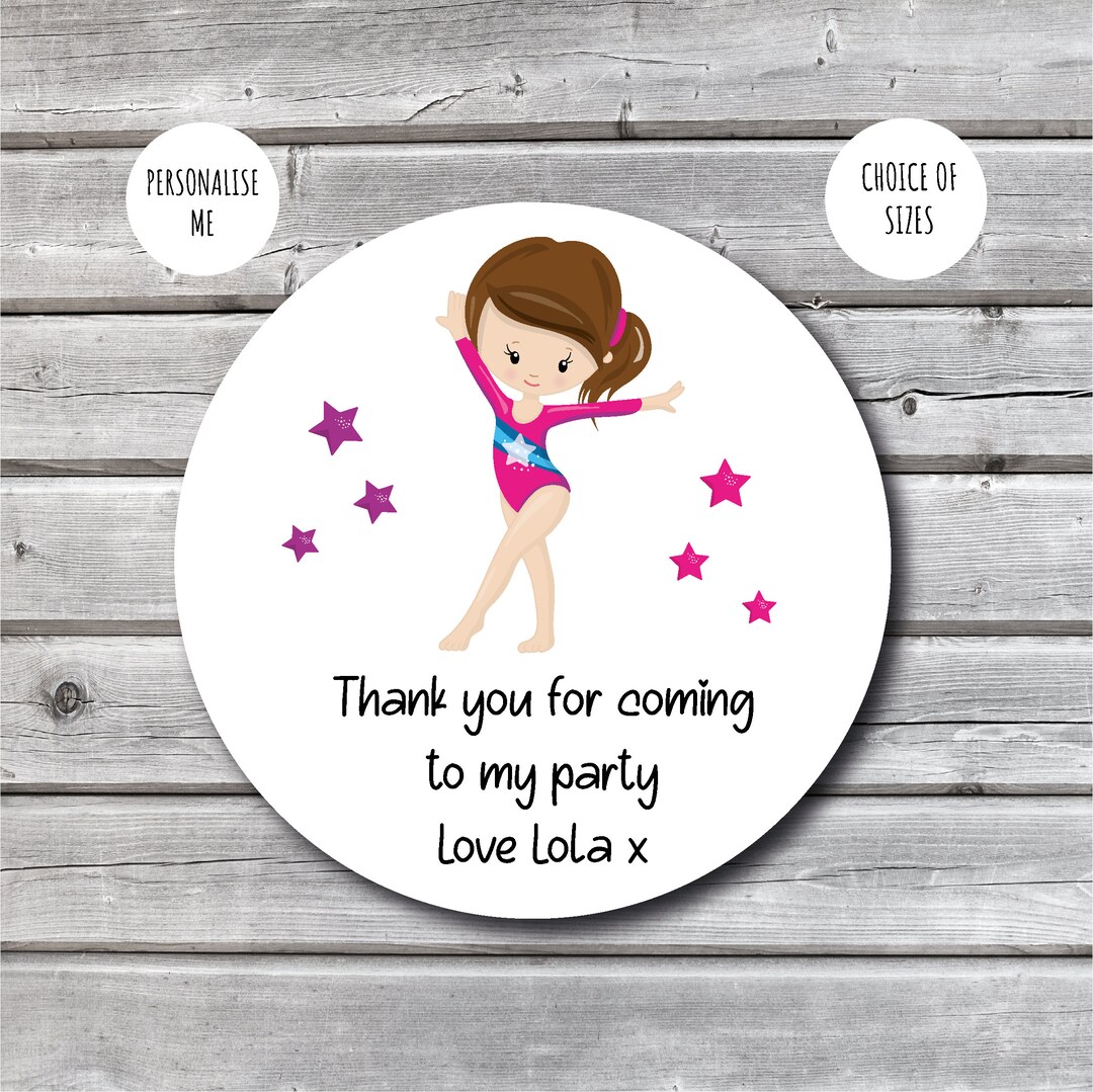 Personalised Gymnast Party Stickers Gymnastics Stickers Party Bag ...