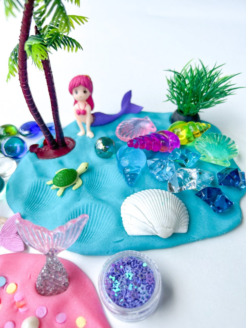 Mermaid Play Dough Kit, Playdoh Kit, Playdough Kit, Sensory Kit ...