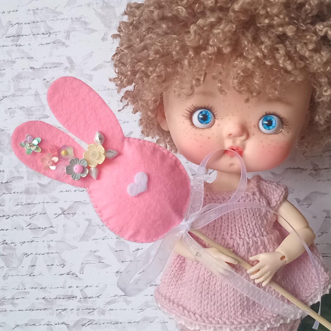 Easter Bunny Topper "pink Bunny" / BJD Dolls Easter Toy / Beaded Easter ...