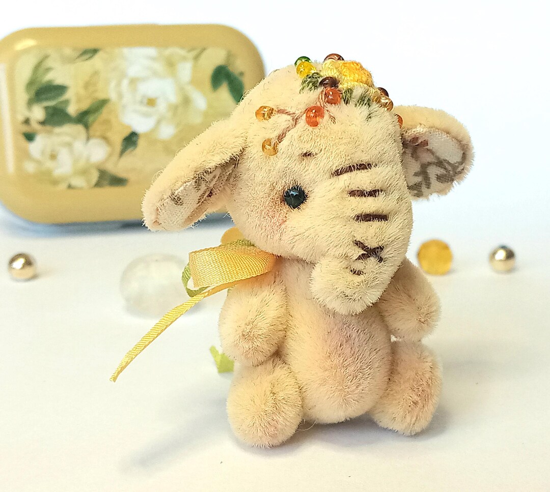Micro Teddy Elephant Yellow Tea Rose / Artist Teddy / Collectible Teddy ...