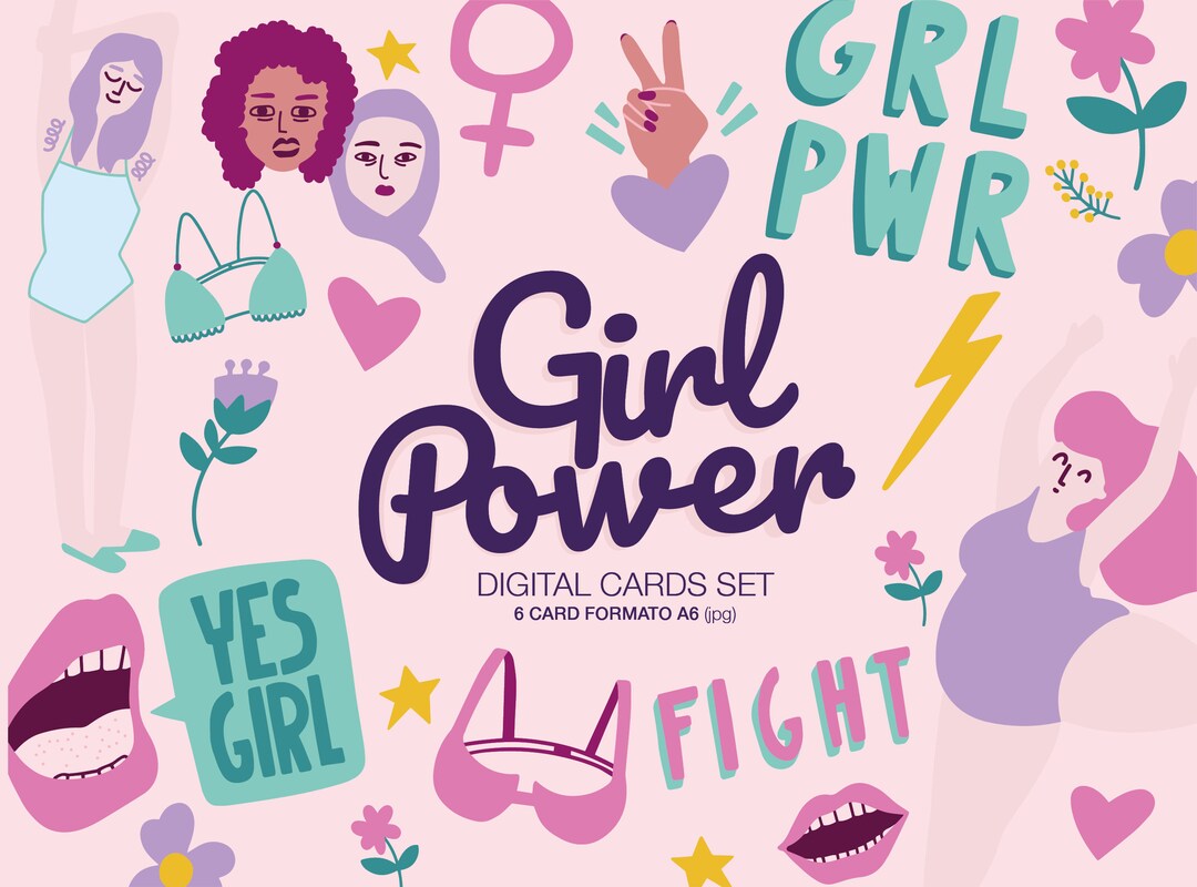Girl Power. Printable Cards Set - Etsy