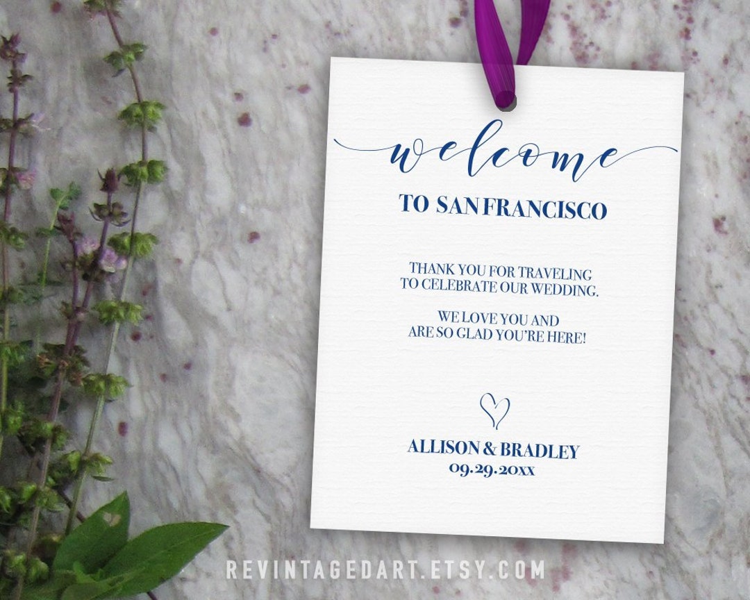 Blue Printable Welcome Tags // Wedding Welcome Bag Tags Editable Tag ...