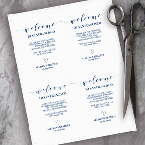 Blue Printable Welcome Tags // Wedding Welcome Bag Tags Editable Tag ...
