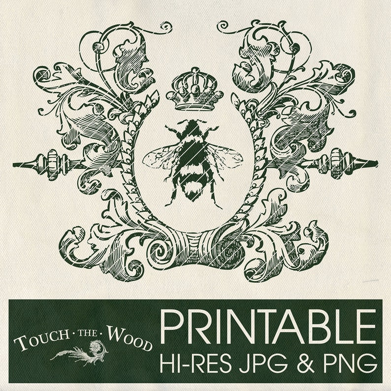 INSTANT DOWNLOAD Victorian Queen Bee in Wreath Print - Etsy