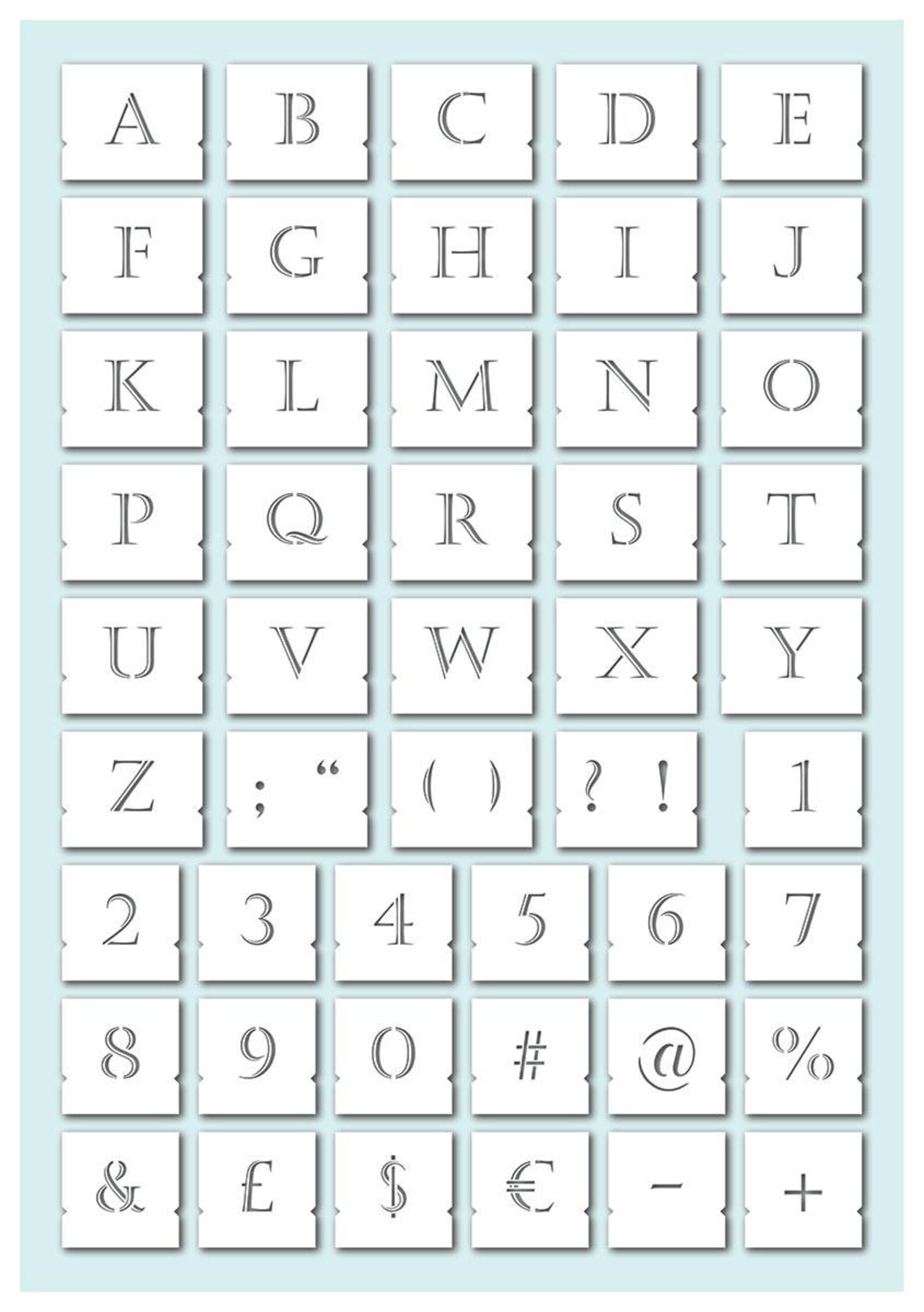 Stenciled Letters Delicate Font Fenners UPPERCASE Alphabet | Etsy