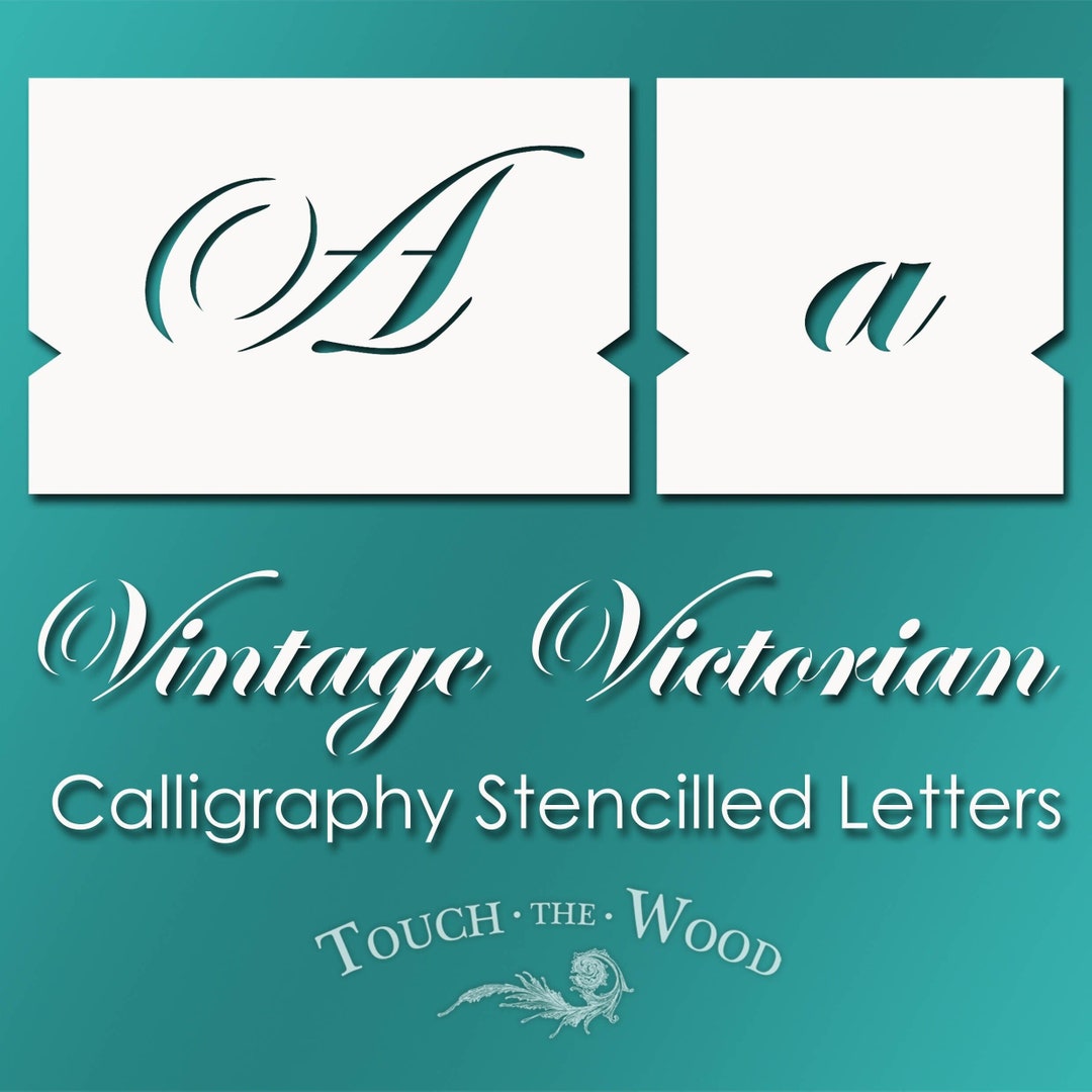 Vintage Victorian Font, Calligraphy Script Alphabet. Set of Stenciled ...