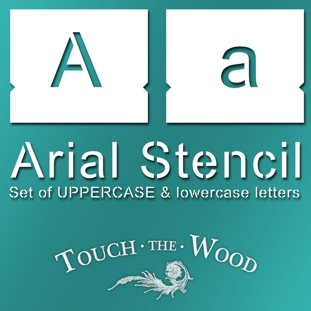 ARIAL Stenciled Font – Lowercase and UPPERCASE Lettering Alphabet ...