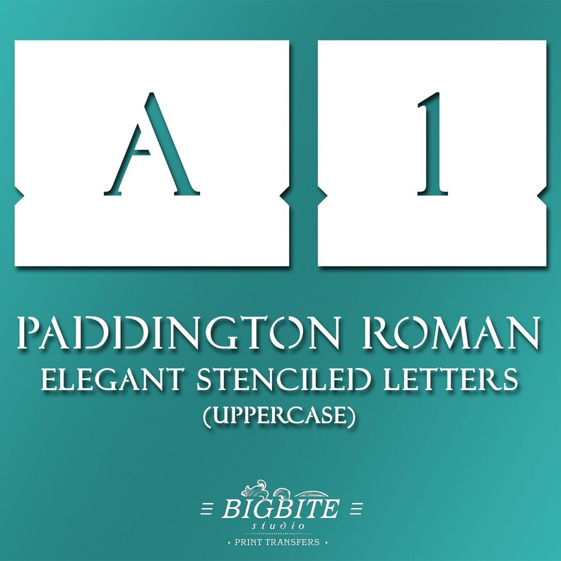 Elegant Stenciled Letters Font Paddington UPPERCASE Alphabet | Etsy