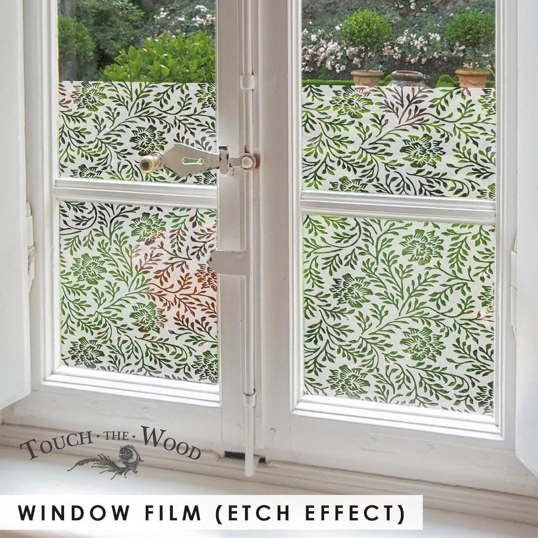 Twigs and Flowers Privacy Window Film Pattern, Etch Effect Adhesive for ...