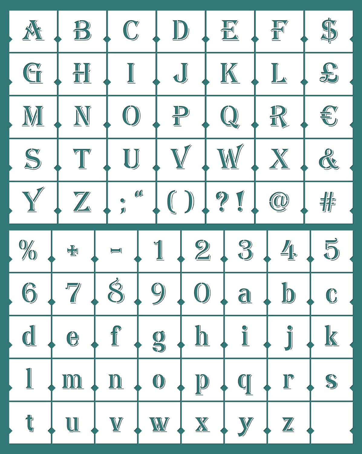 Algerian Stencil Font – Lowercase & UPPERCASE Vintage Lettering ...