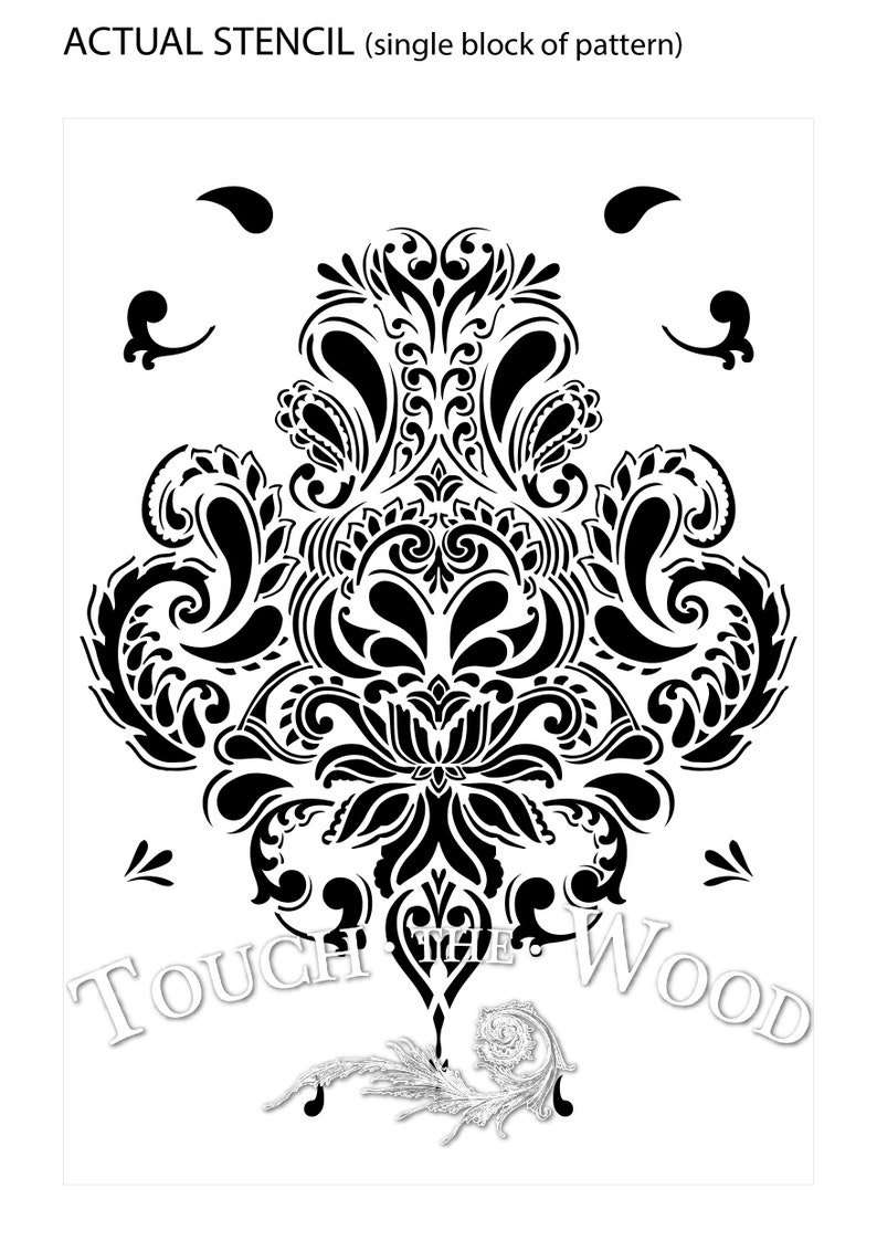 Shabby Chic STENCIL: Doodle Damask Wallpaper Pattern (furniture Print ...