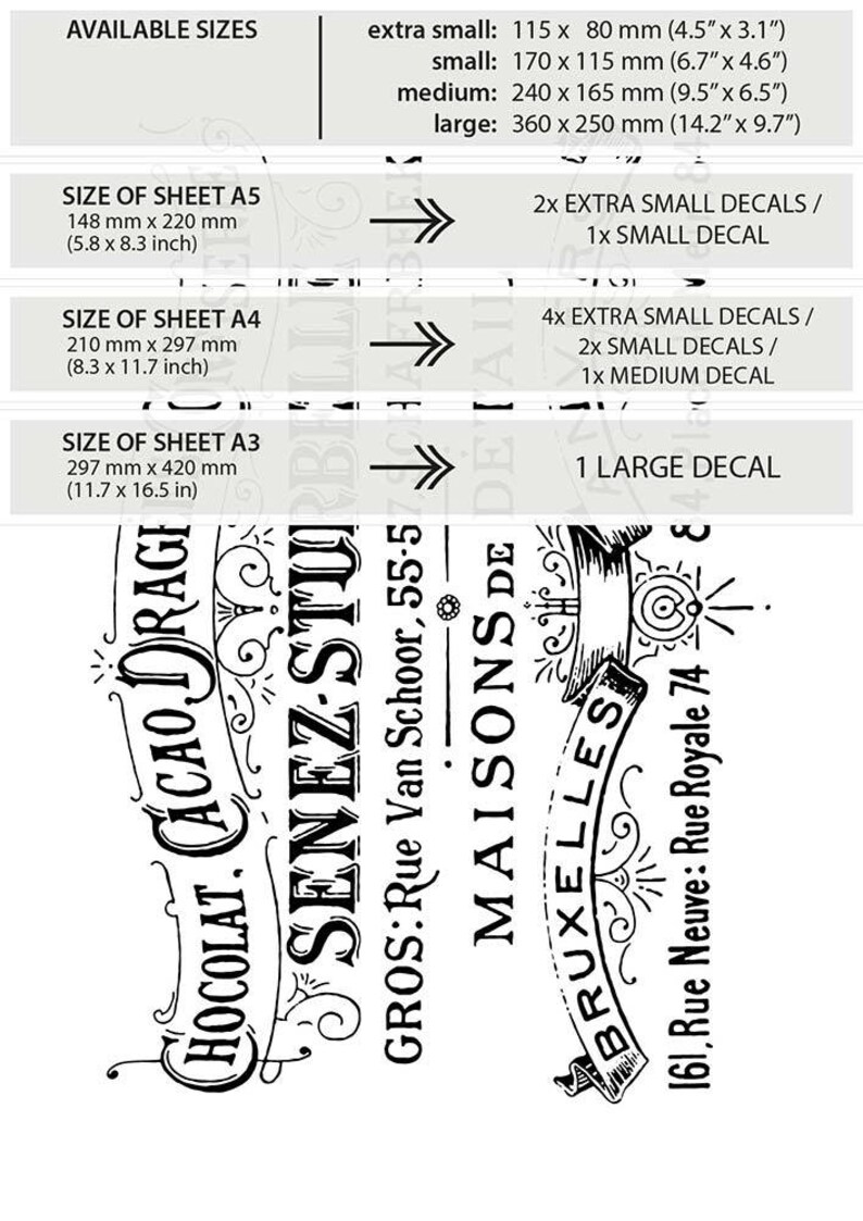 Water Slide Decal Print Transfer Vintage French Label: | Etsy