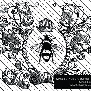 INSTANT DOWNLOAD - Victorian Queen Bee in Wreath - Print Transfer to ...
