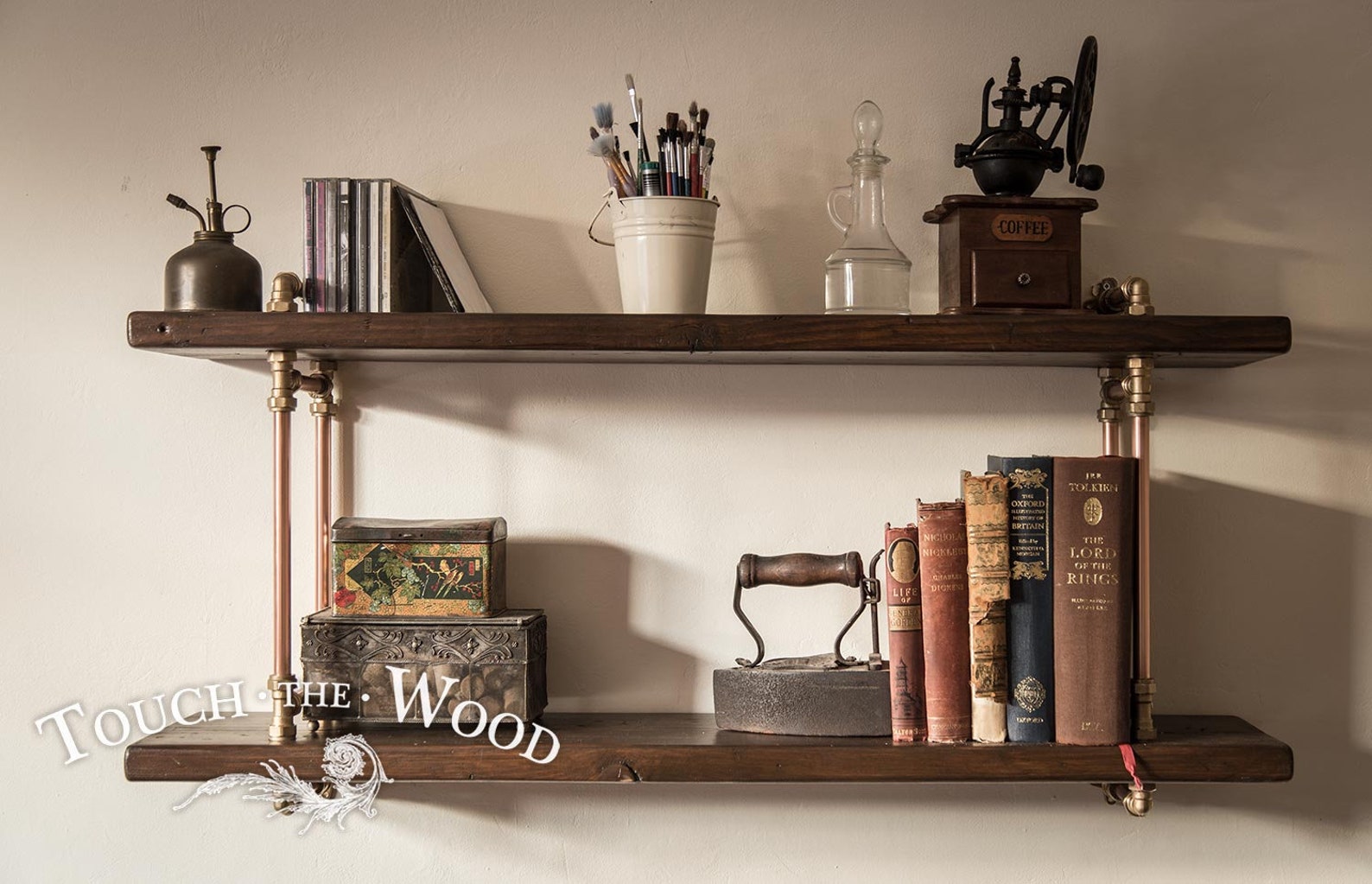Brass & Copper Pipe Shelf Reclaimed Wood Steampunk House - Etsy