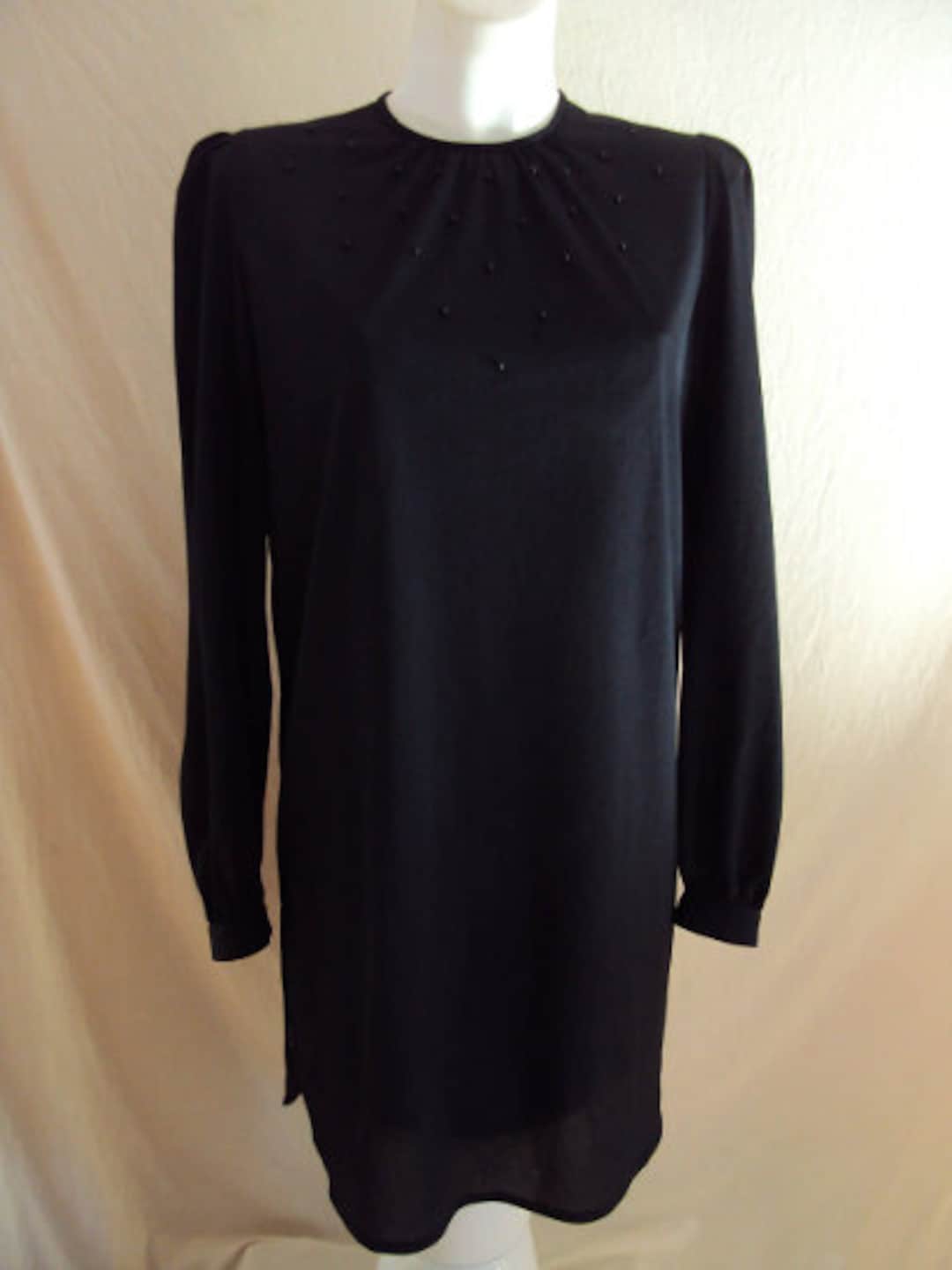 Retro Black Beaded Dress, Julee Jones Sydney Beaded Vintage Black Dress ...