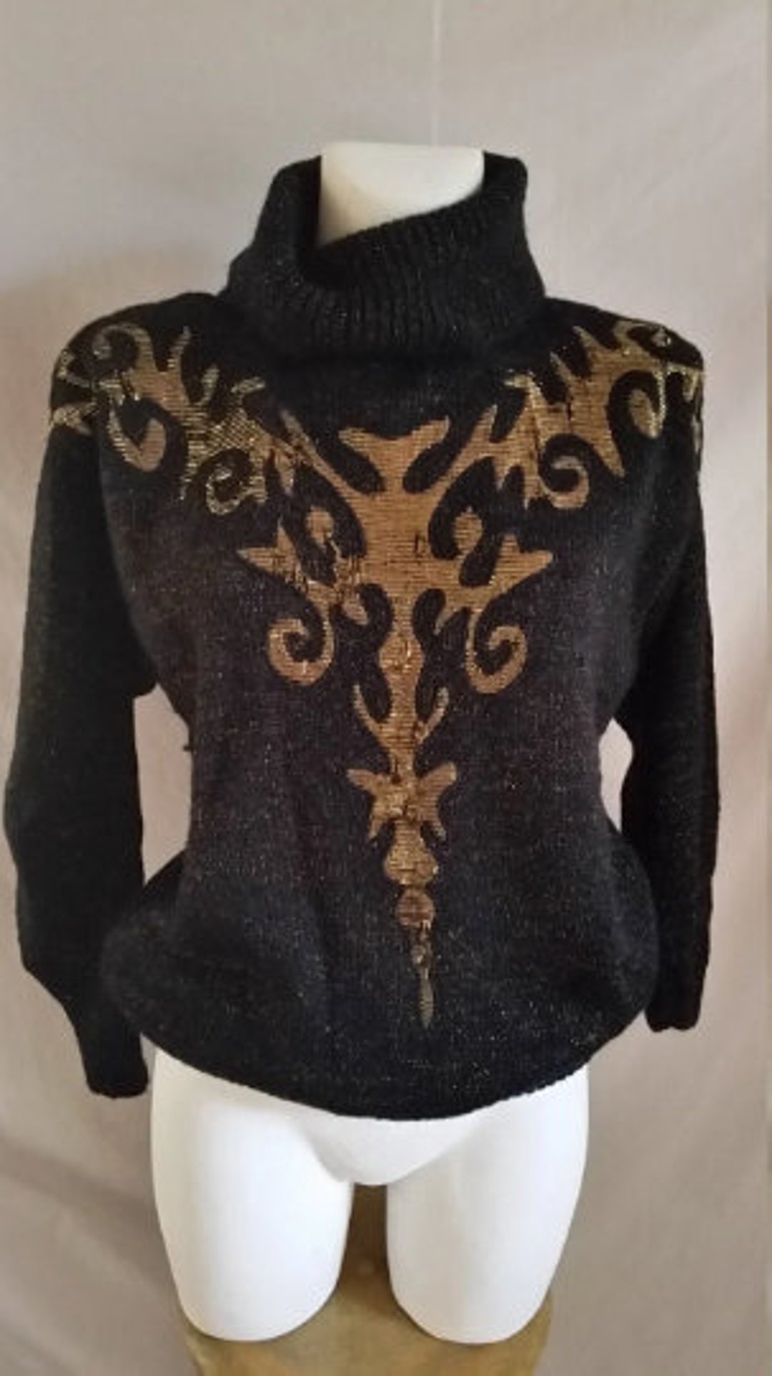 90s Jumper, 90s Sweater, Vintage Flame Jumper, Vintage Black Gold ...