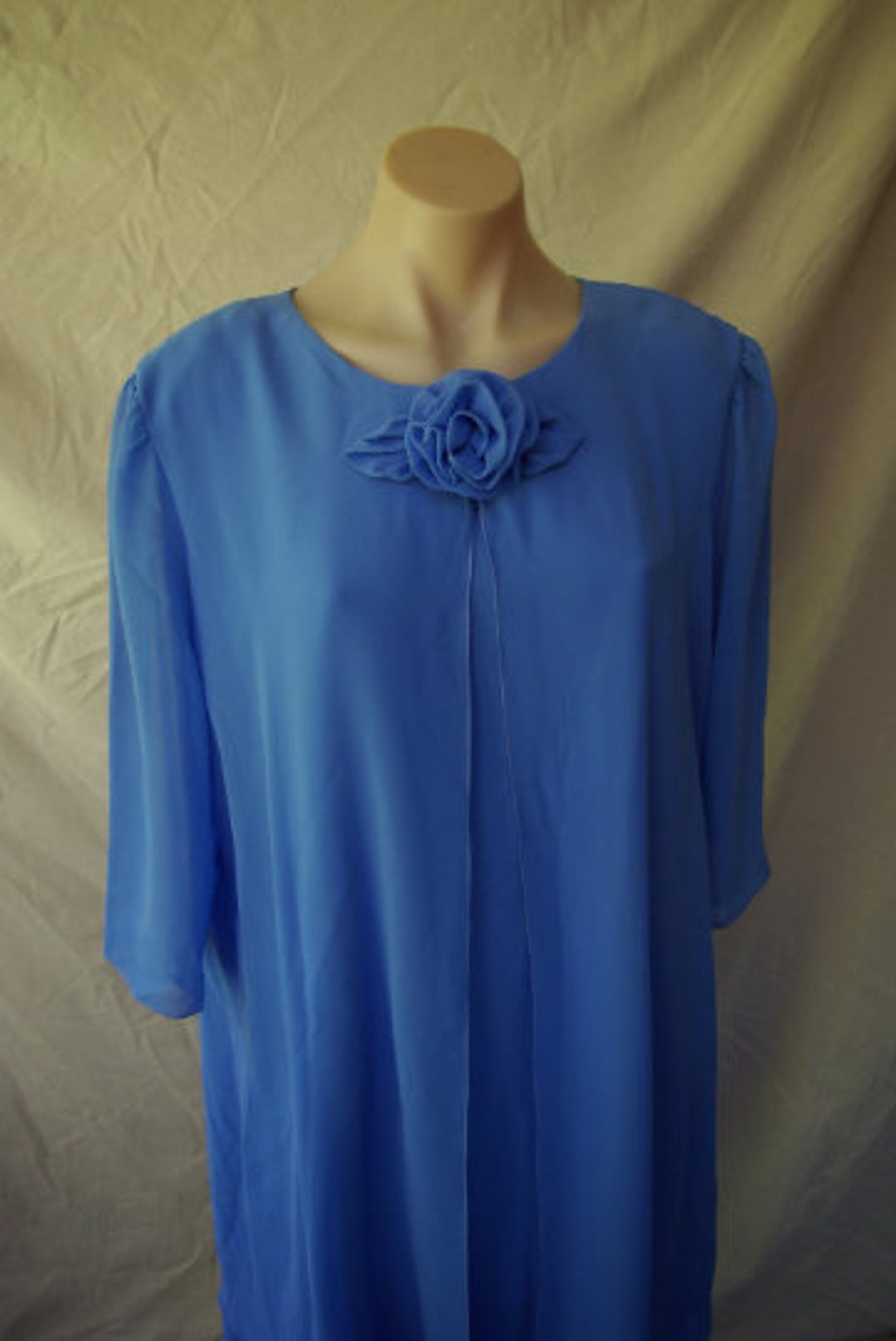 Vintage Blue Dress, Retro Blue Dress, Sheer Blue Dress, Vintage Pale ...