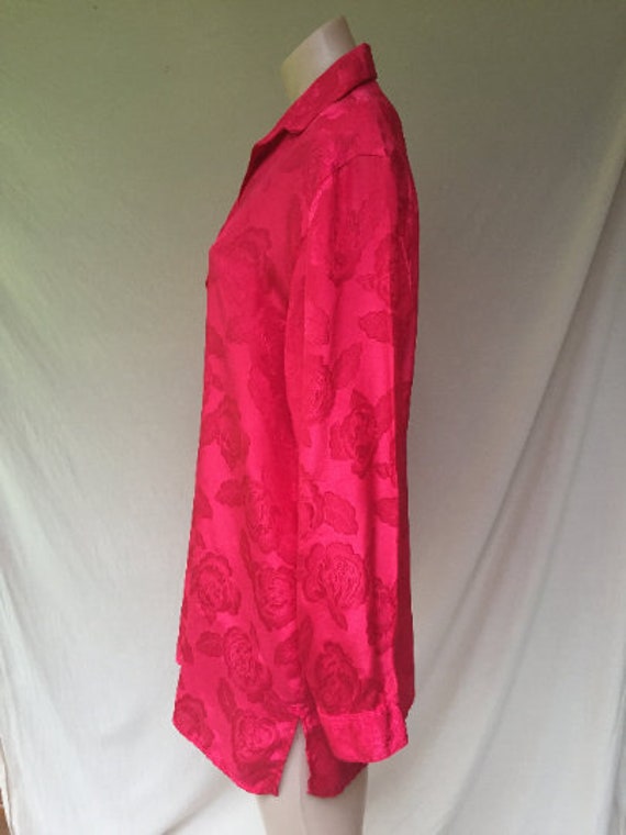 Vintage red rose blouse, made by Katies size 14 - Gem