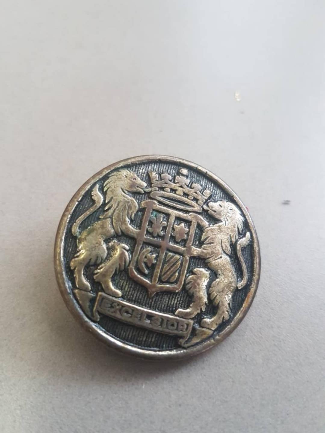 One Large Statement Button With Coat of Arms Excelsior - Etsy Australia