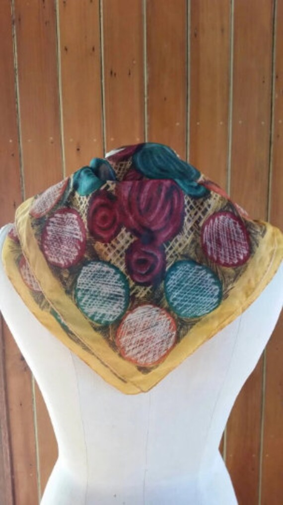 Pretty retro sheer scarf with circular design in autu… - Gem