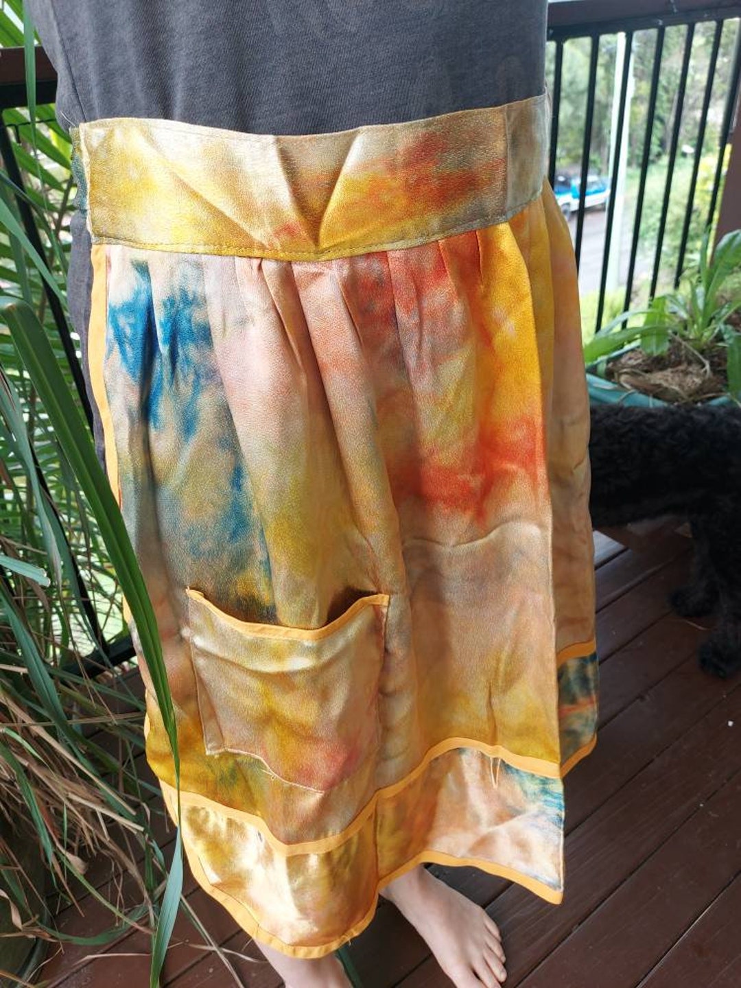 Apron Small Satiny Colourful Half Size Apron, Handmade Colourful Apron ...