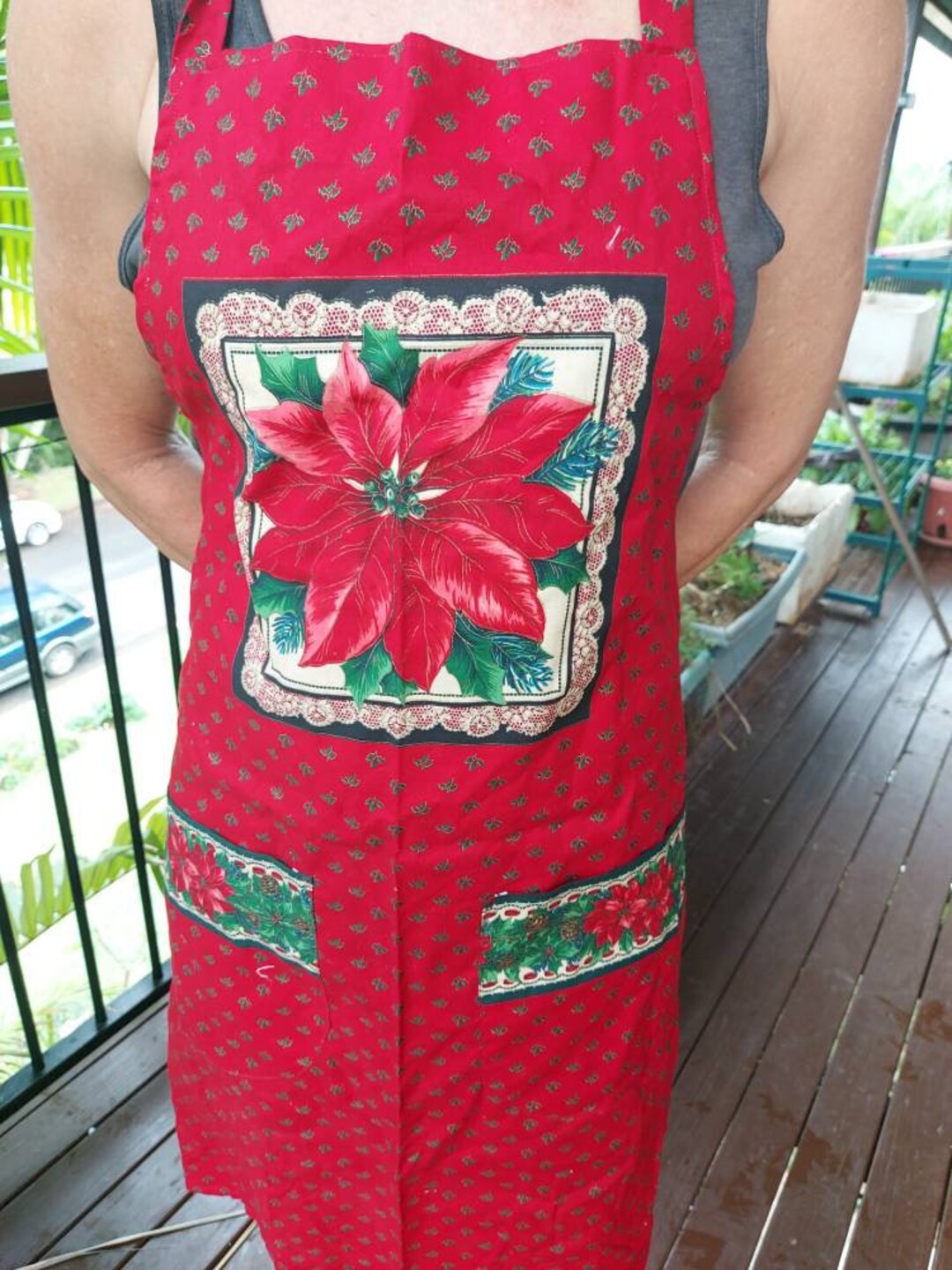 Apron Christmas Xmas Full Size Apron Red Waratah Christmas - Etsy