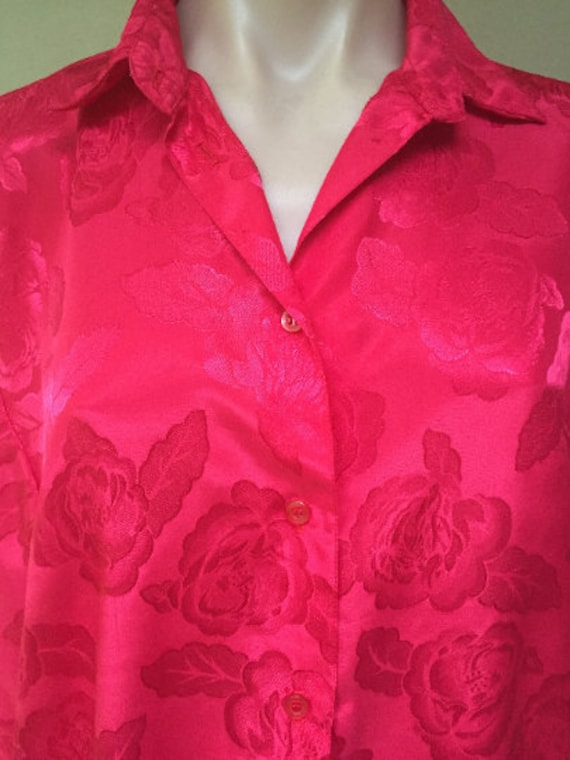 Vintage red rose blouse, made by Katies size 14 - Gem
