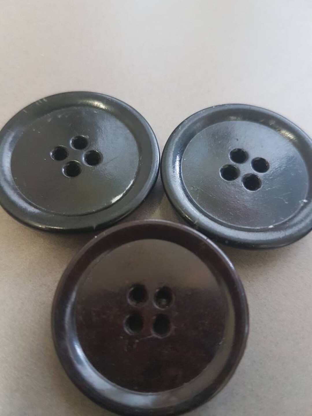 Three Chunky Black Plastic Vintage Buttons in Good Vintage Condition - Etsy