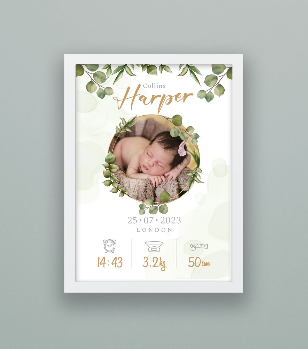 Baby Birth Print, New Baby Gift, Editable Baby Birth Print, Birth ...