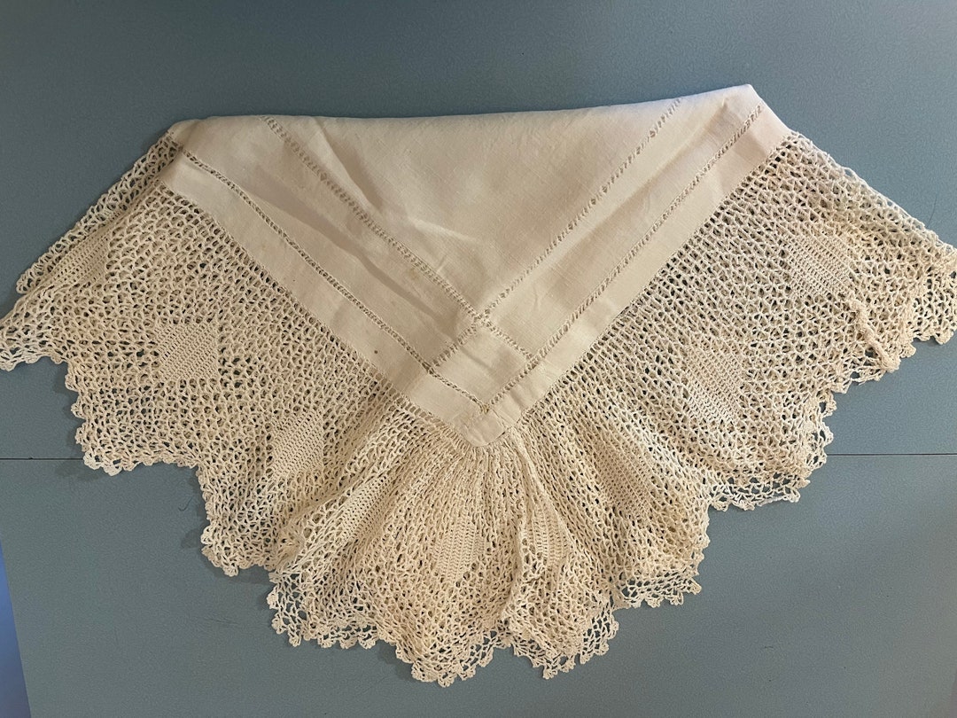 Beautiful Crotchet Edged White Cotton Table Cloth - Etsy