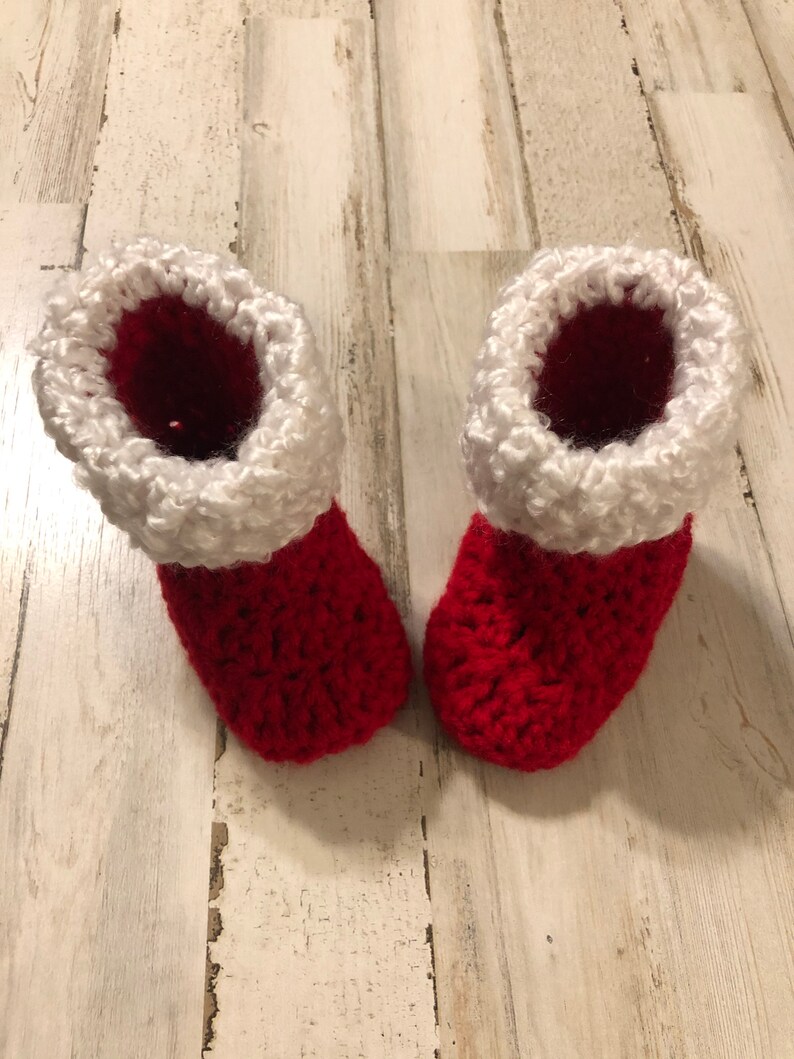 Baby Santa Boots/booties Crocheted Infant Christmas Booties Slippers ...