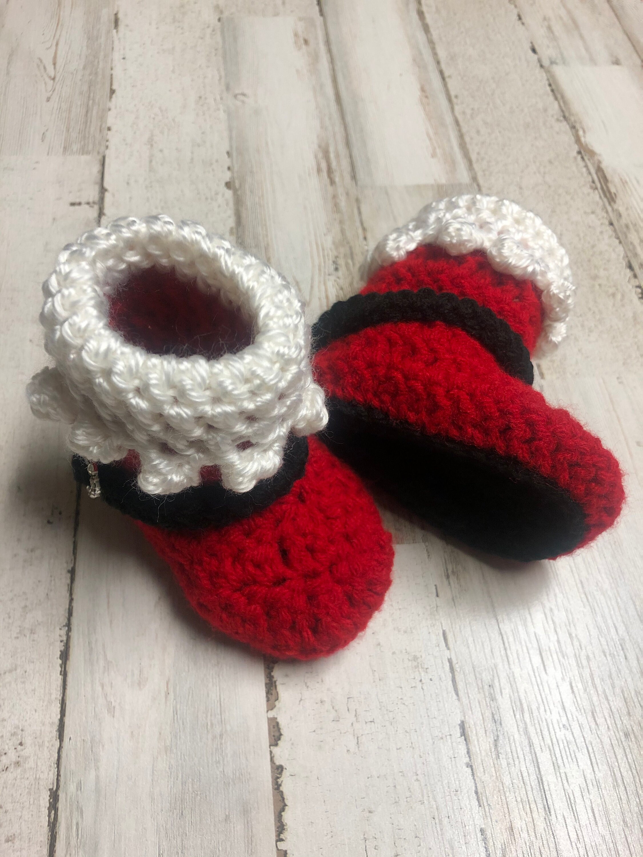 Baby Santa Boots/booties Crocheted Infant Christmas Booties | Etsy