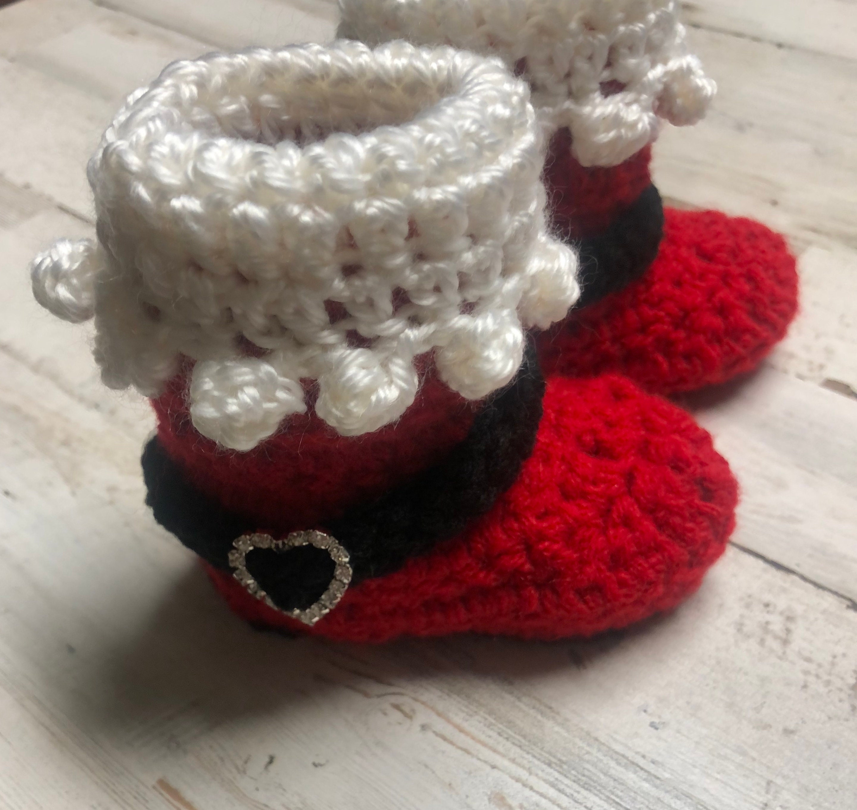 Baby Santa Boots/booties Crocheted Infant Christmas Booties | Etsy