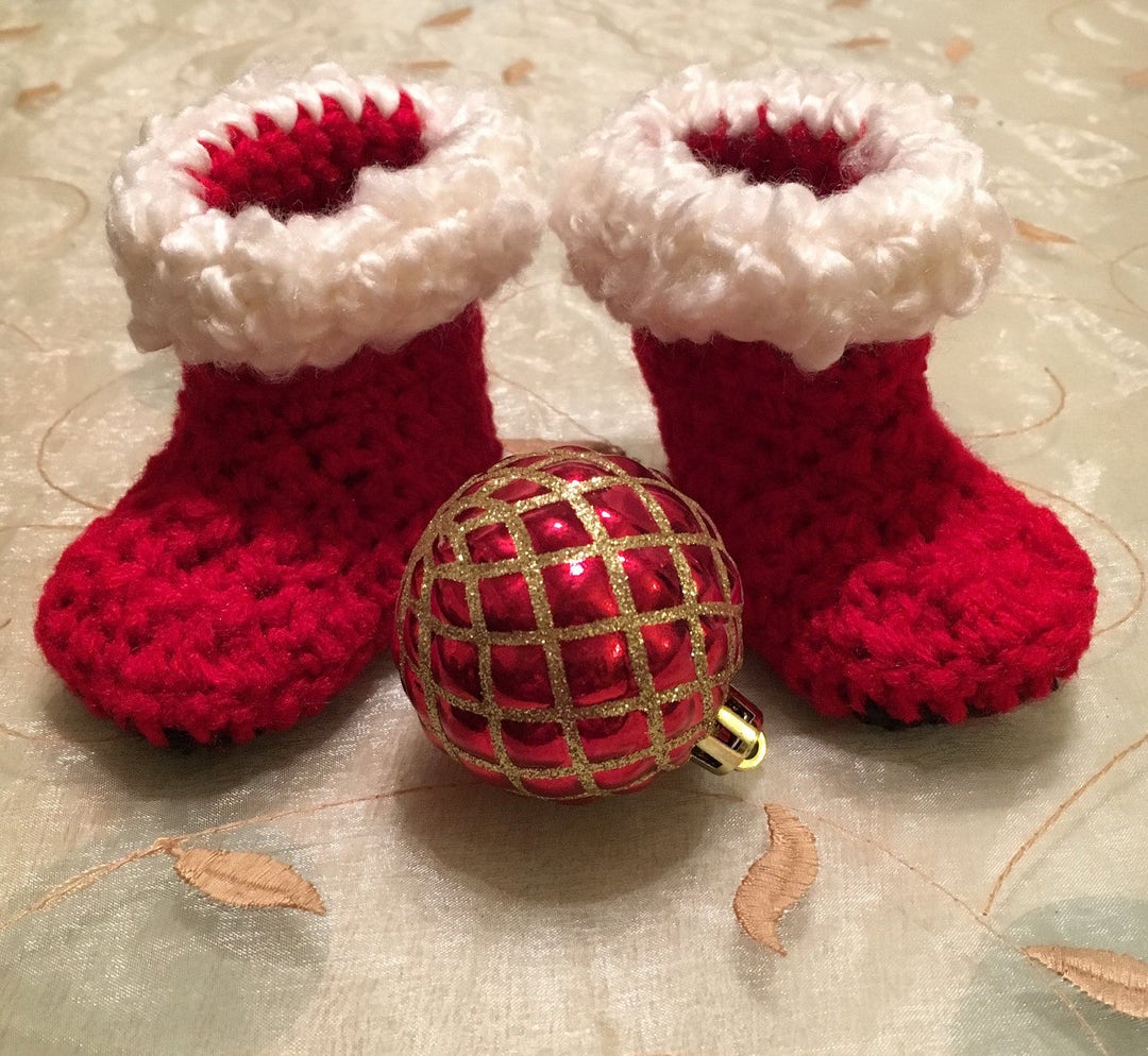 Baby Santa Boots/booties Crocheted Infant Christmas Booties Slippers ...