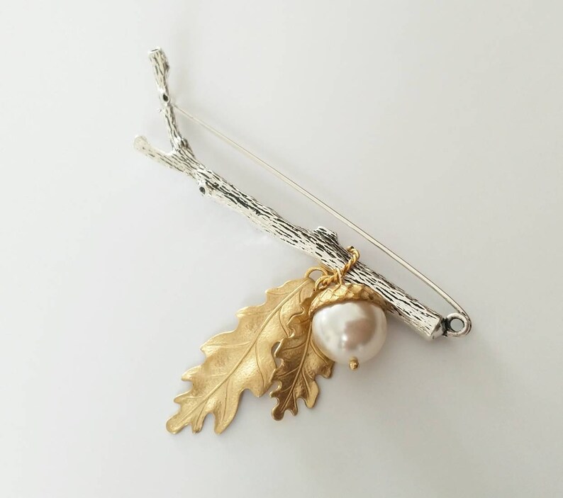 Woodland Brooch Gold Leaf Brooch Oak Brooch Rustic Brooch - Etsy UK