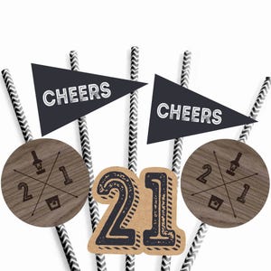 21st Birthday Party Die-cut Straw Decorations Finally 21 Girl Birthday ...