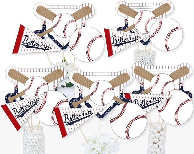 Batter up - Baseball - Centerpiece Sticks - Baseball Baby Shower Table ...
