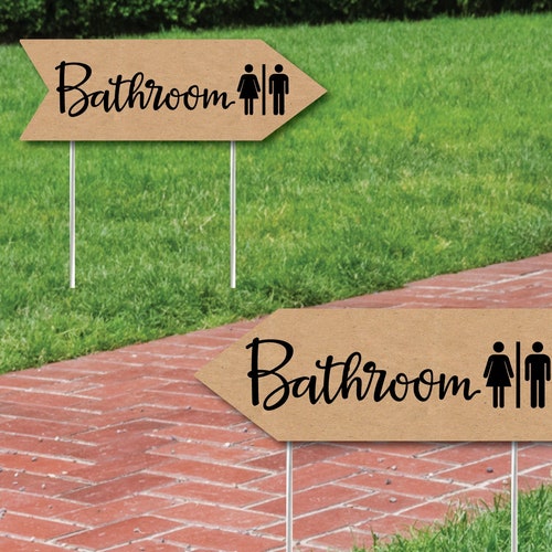 Restrooms Directional Arrow Sign Rustic Woodland Wedding - Etsy