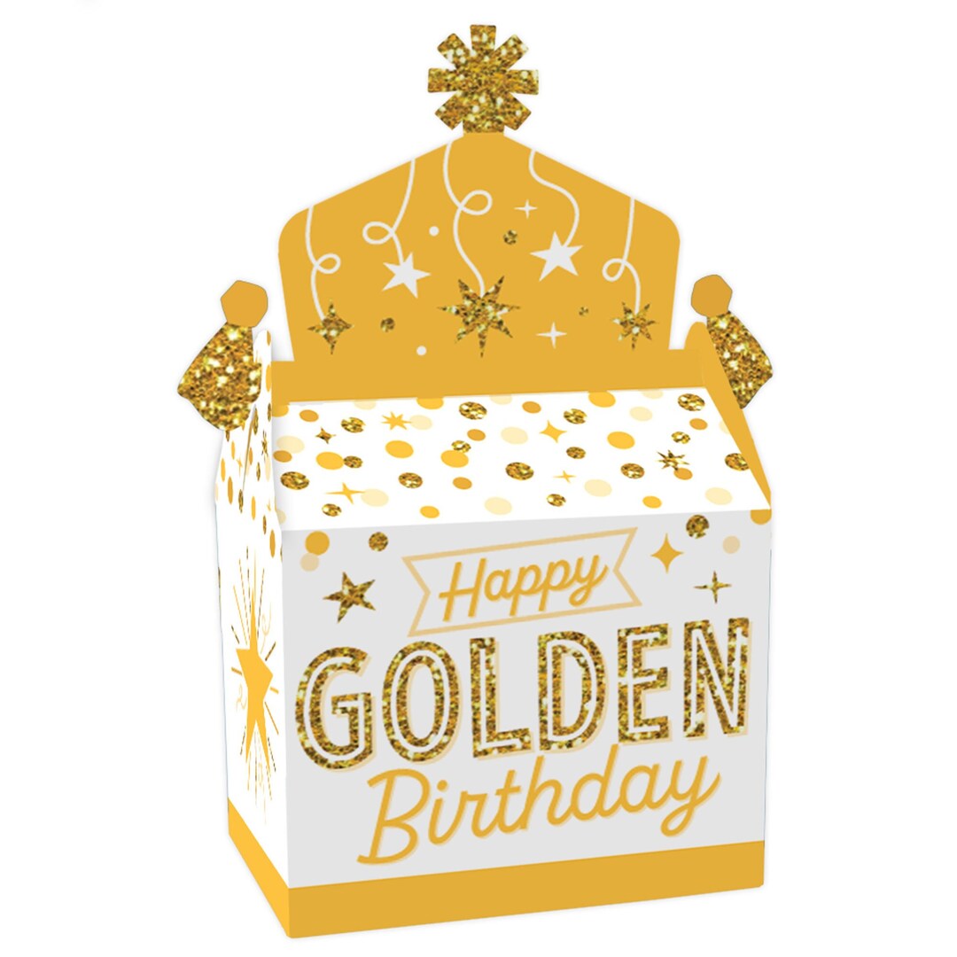 Golden Birthday - Treat Box Party Favors - Happy Birthday Party Goodie ...