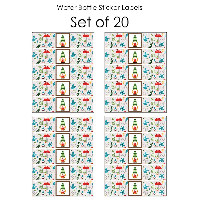 Garden Gnomes Forest Gnome Party Water Bottle Sticker Labels - Etsy